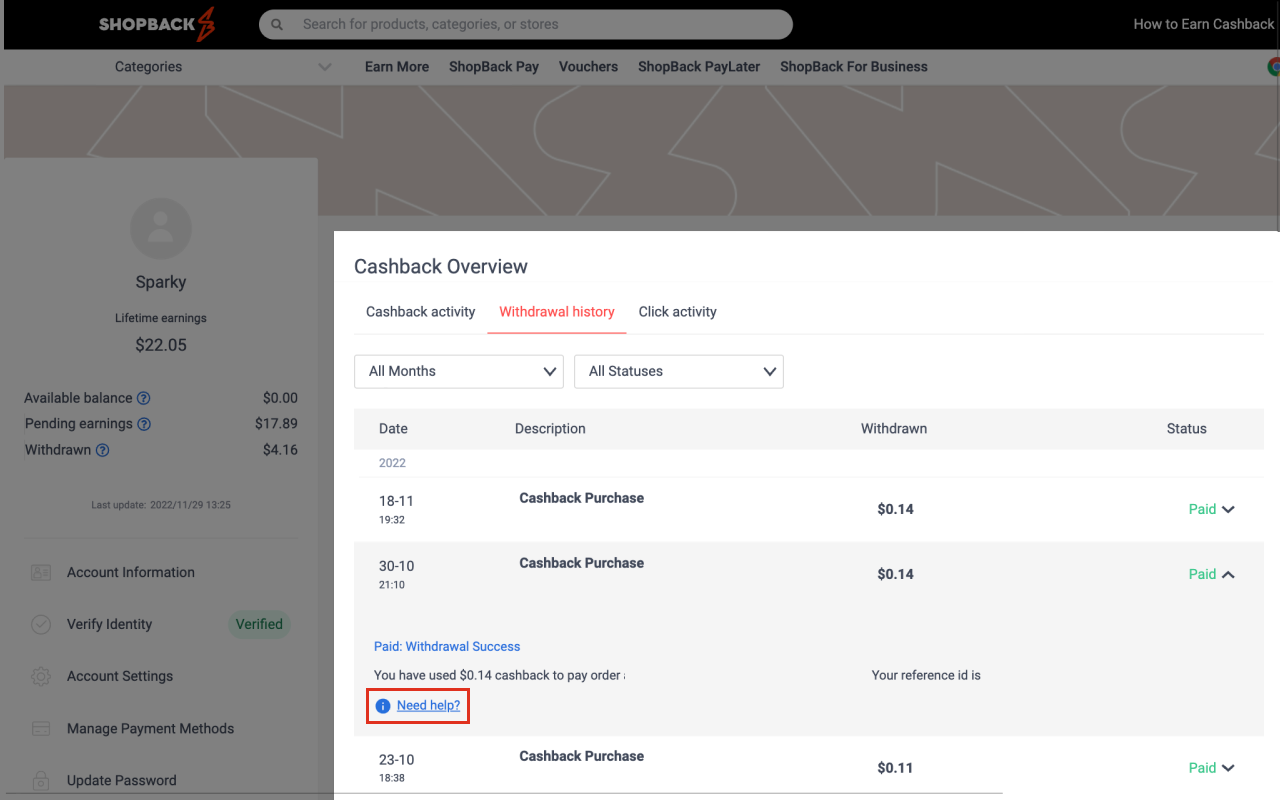 Withdraw your Cashback – Help centre · ShopBack Singapore