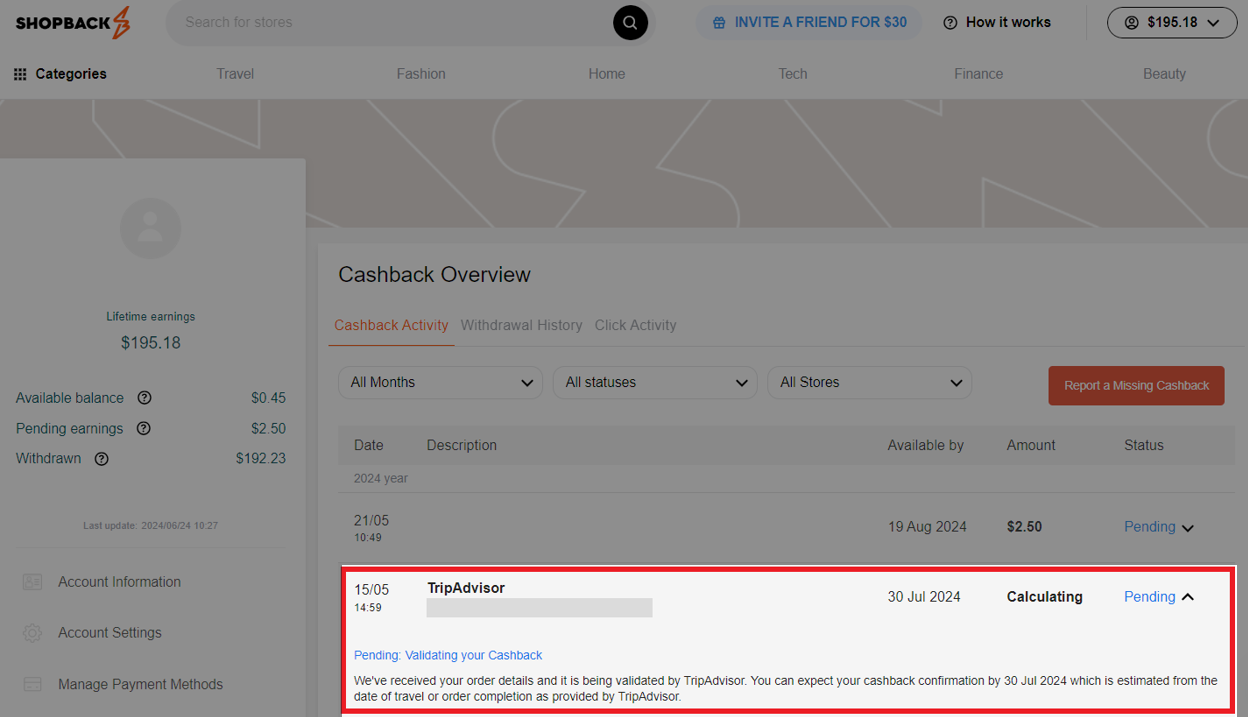 Cashback status issues – Help centre · ShopBack Singapore